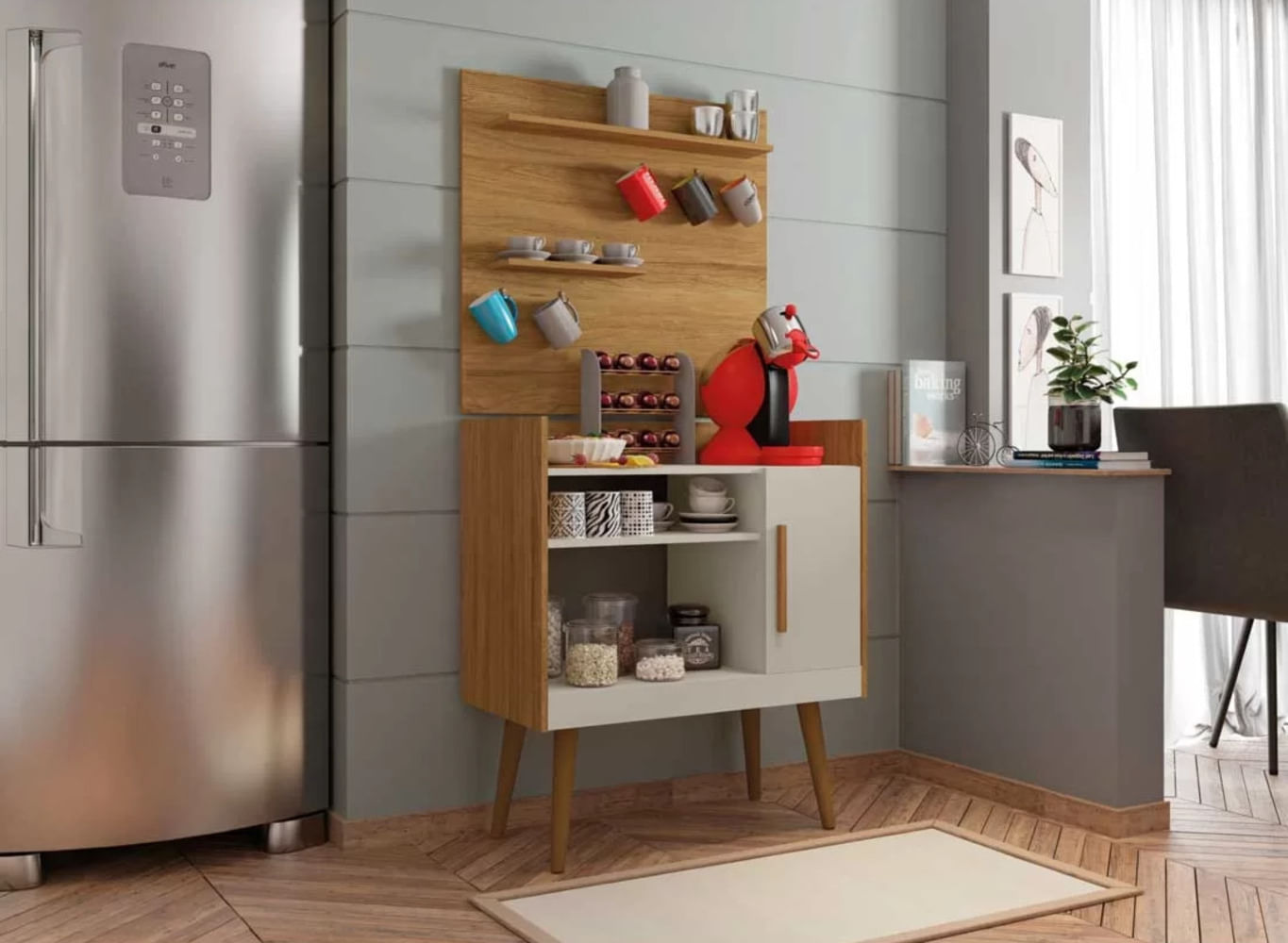 Aparador com Painel Cantinho do Café - Bechara Móveis - Fretta Home
