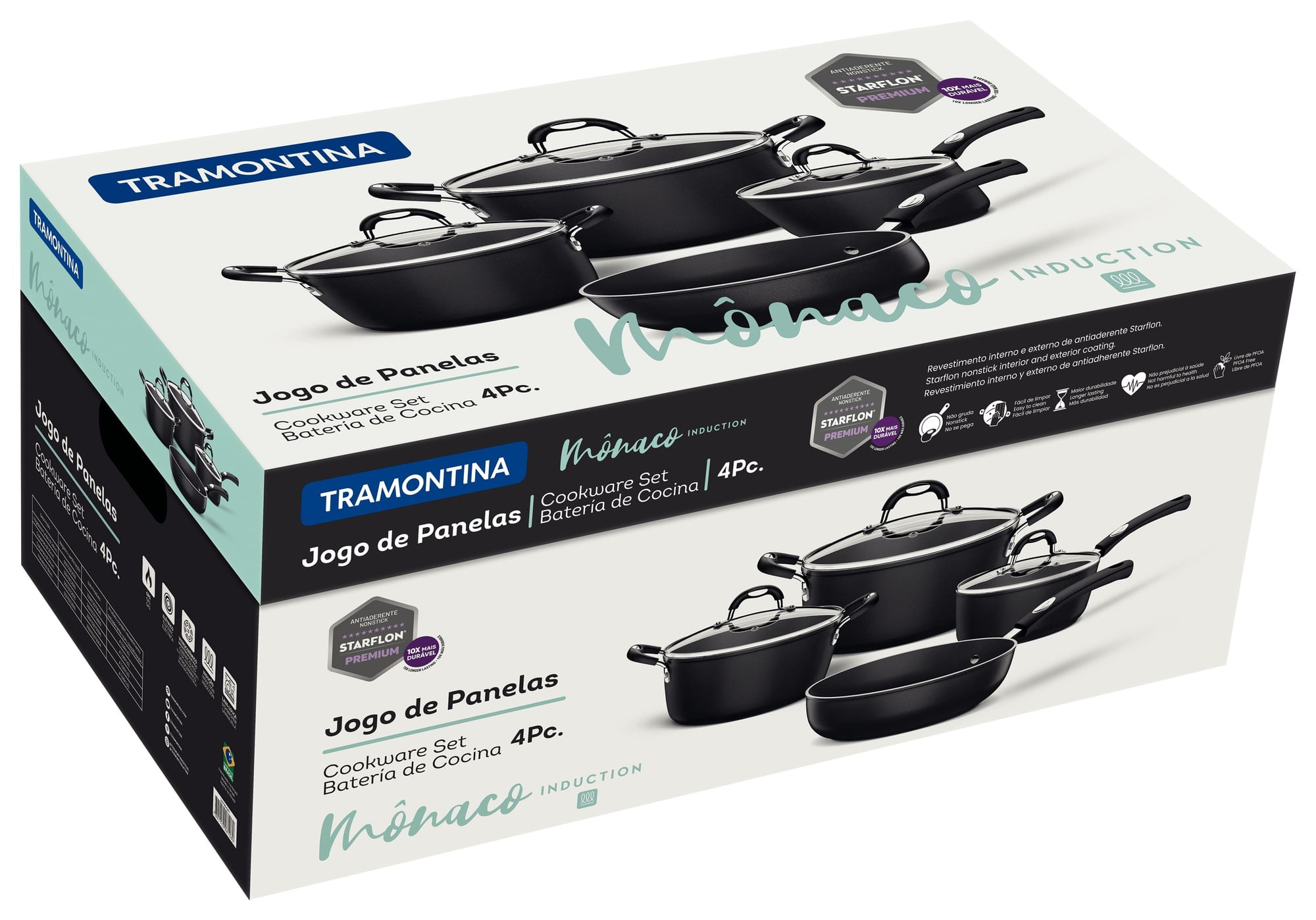 Jogo de Panelas 4 Peças Mônaco em Alumínio com Revestimento ...