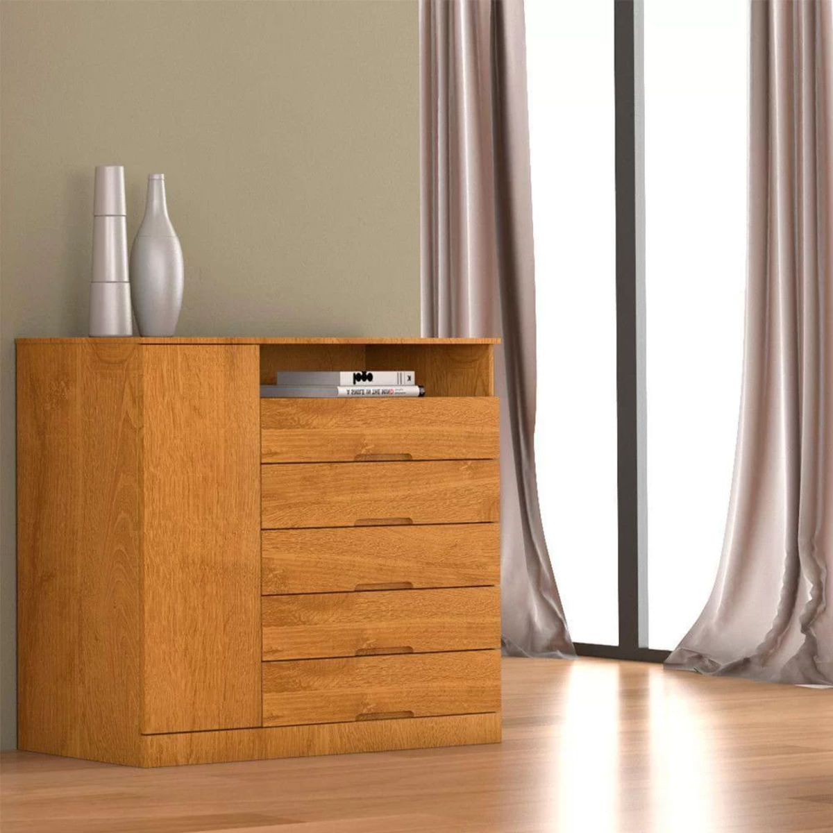 Cômoda Portugal 5 Gavetas em MDP/MDF com Sapateira - Europa - Fretta Home