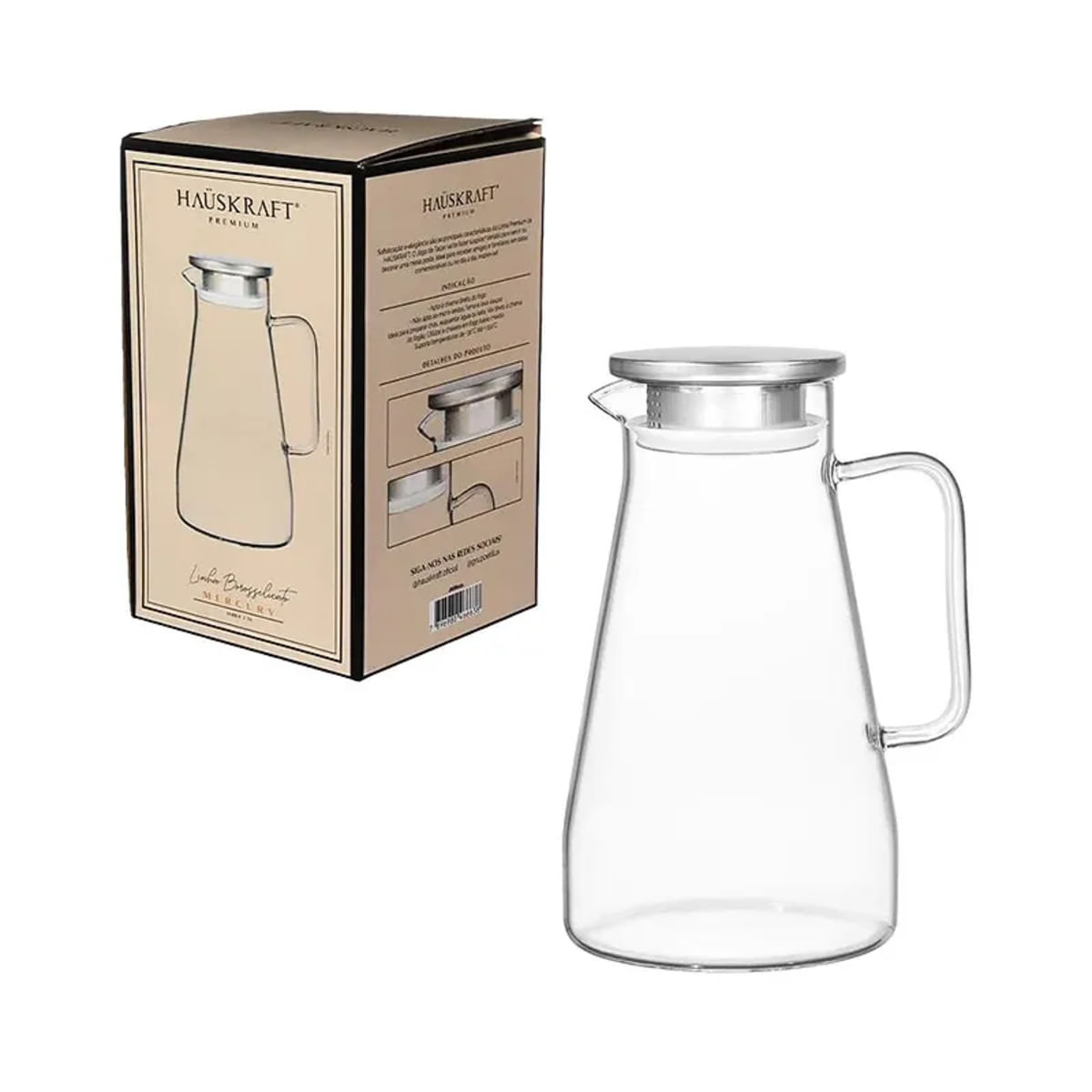Jarra Mercury 1,5 Litros de Vidro com Tampa - Etilux - Fretta Home