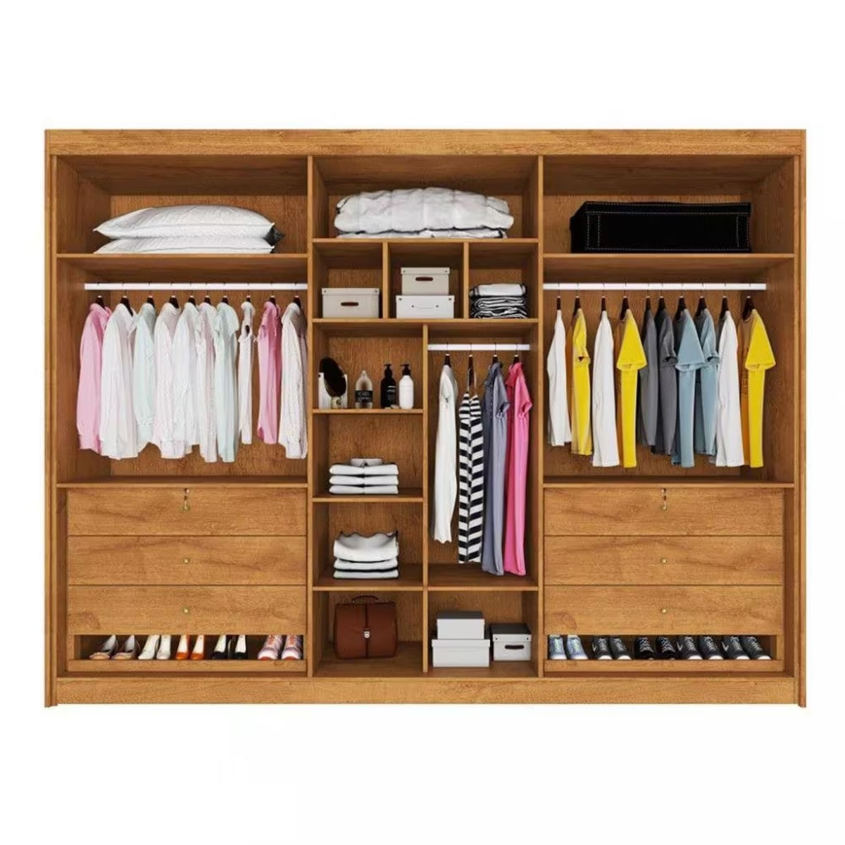 Guarda Roupa Potente de Casal 6 Portas Ripadas em MDF - Europa - Fretta ...